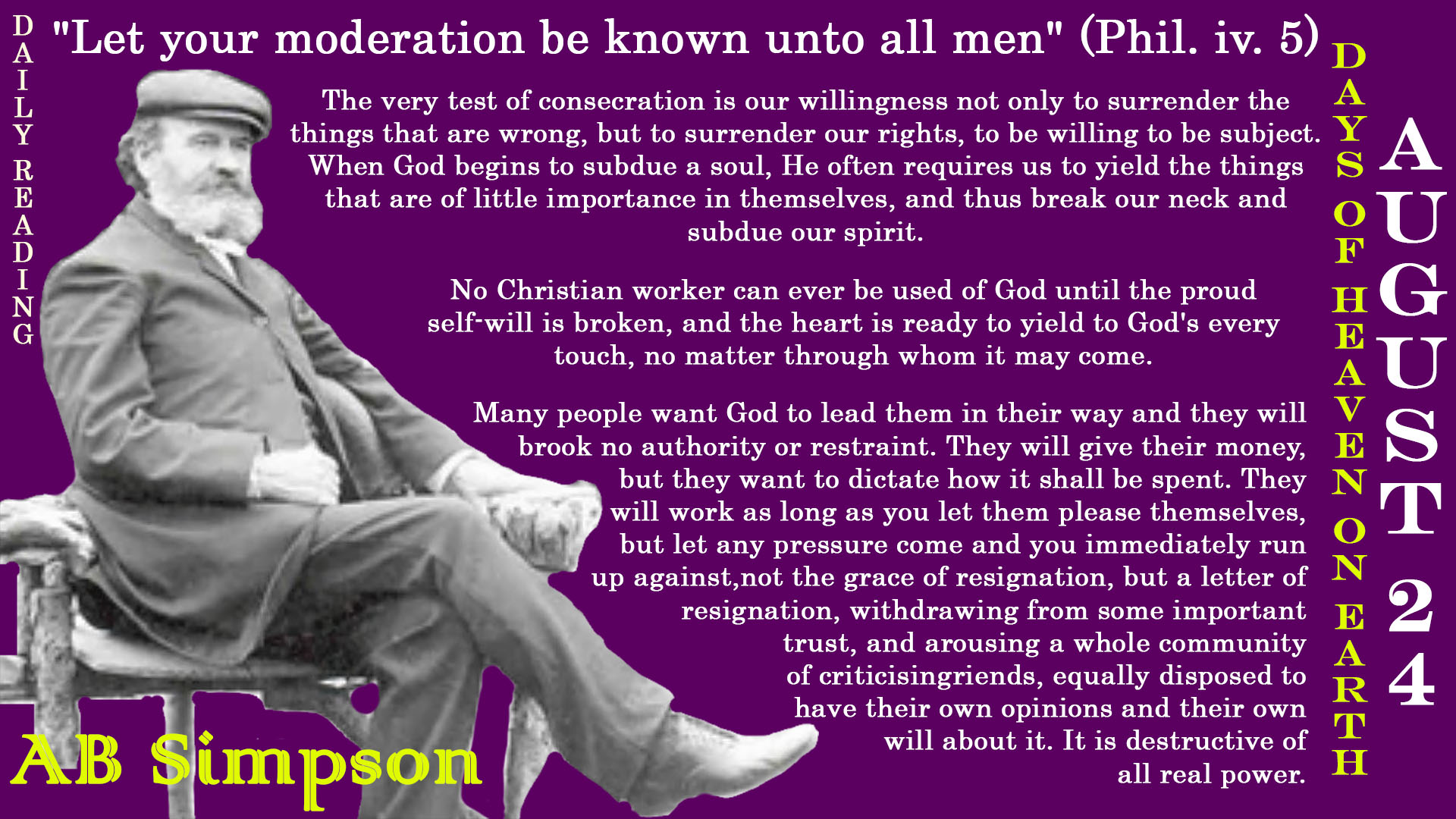 Days of Heaven on Earth – August- Daily Readings – AB Simpson ...