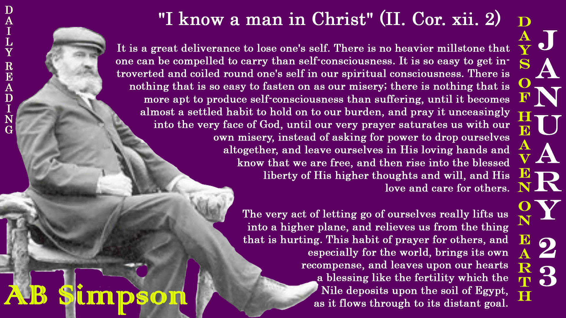 Days of Heaven on Earth – January – Daily Readings – AB Simpson ...