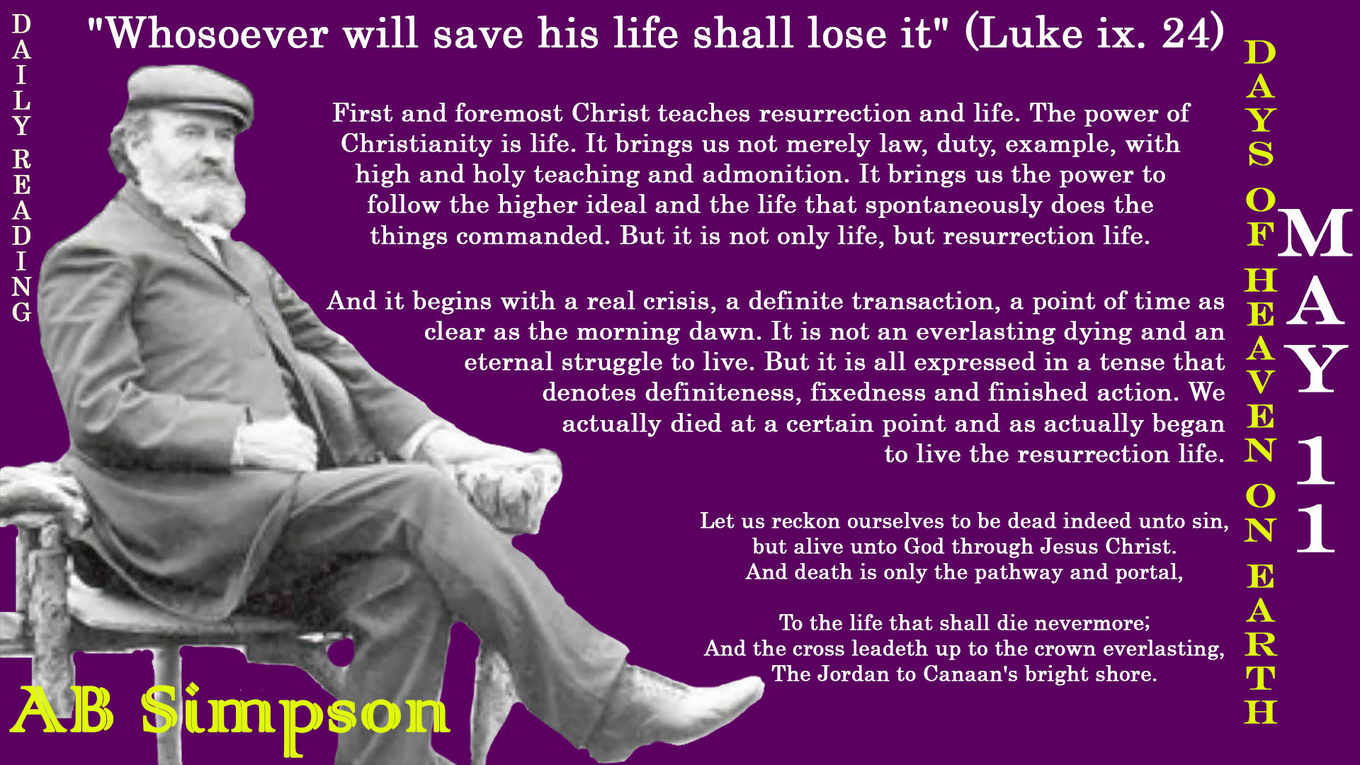 Days of Heaven on Earth – May – Daily Readings – AB Simpson | Thoughts ...